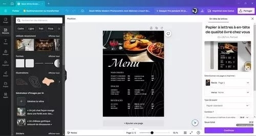 How to create a restaurant menu with Canva for free